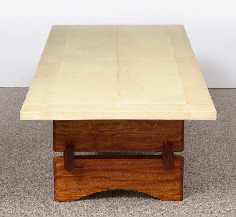 Parchment and Walnut Coffee Table For Sale at 1stDibs