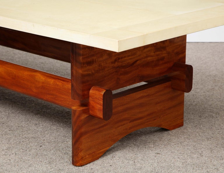 Parchment and Walnut Coffee Table For Sale at 1stDibs