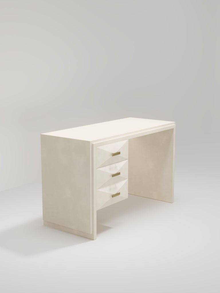 Parchment Desk with Bronze-Patina Brass Details by R&Y Augousti For ...