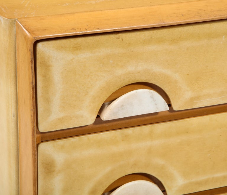 Parchment and Marble Chest of Drawers, Italy 1960's For Sale at 1stDibs