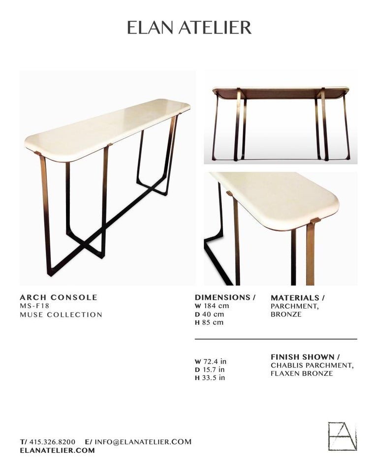 Parchment Top Console Table with Bronze Ombre Finish Base by Elan Atelier For Sale at 1stDibs