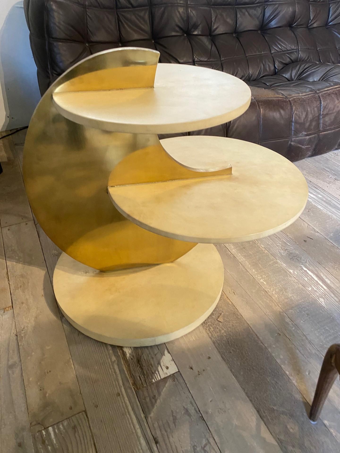 Parchment Two Tiers Side Table For Sale at 1stDibs