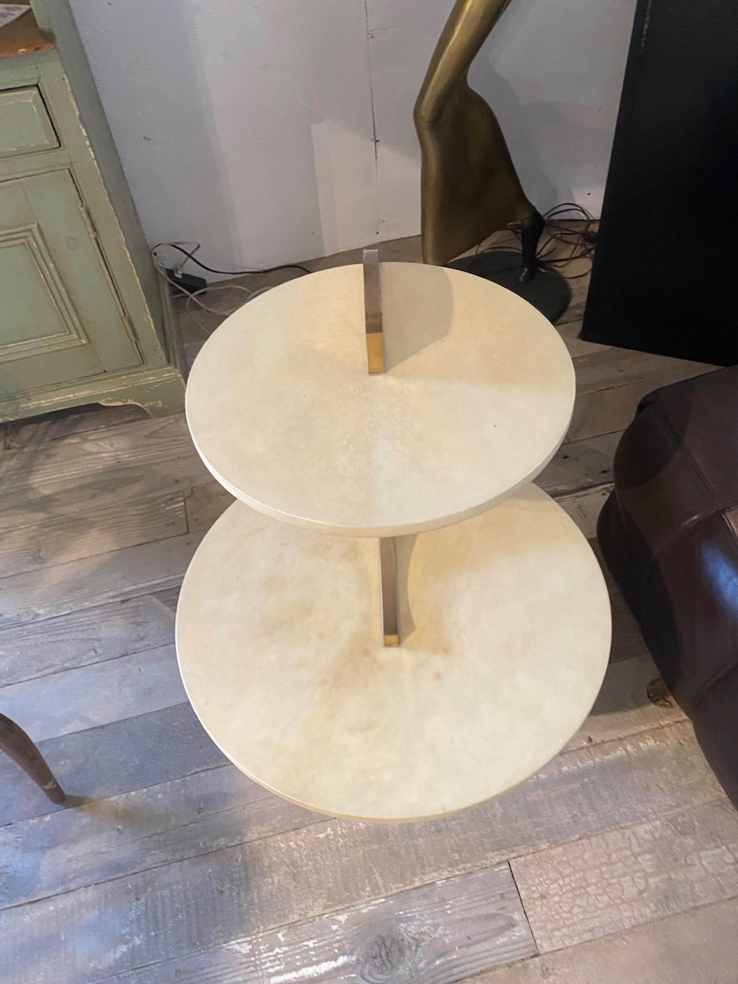 Parchment Two Tiers Side Table For Sale at 1stDibs