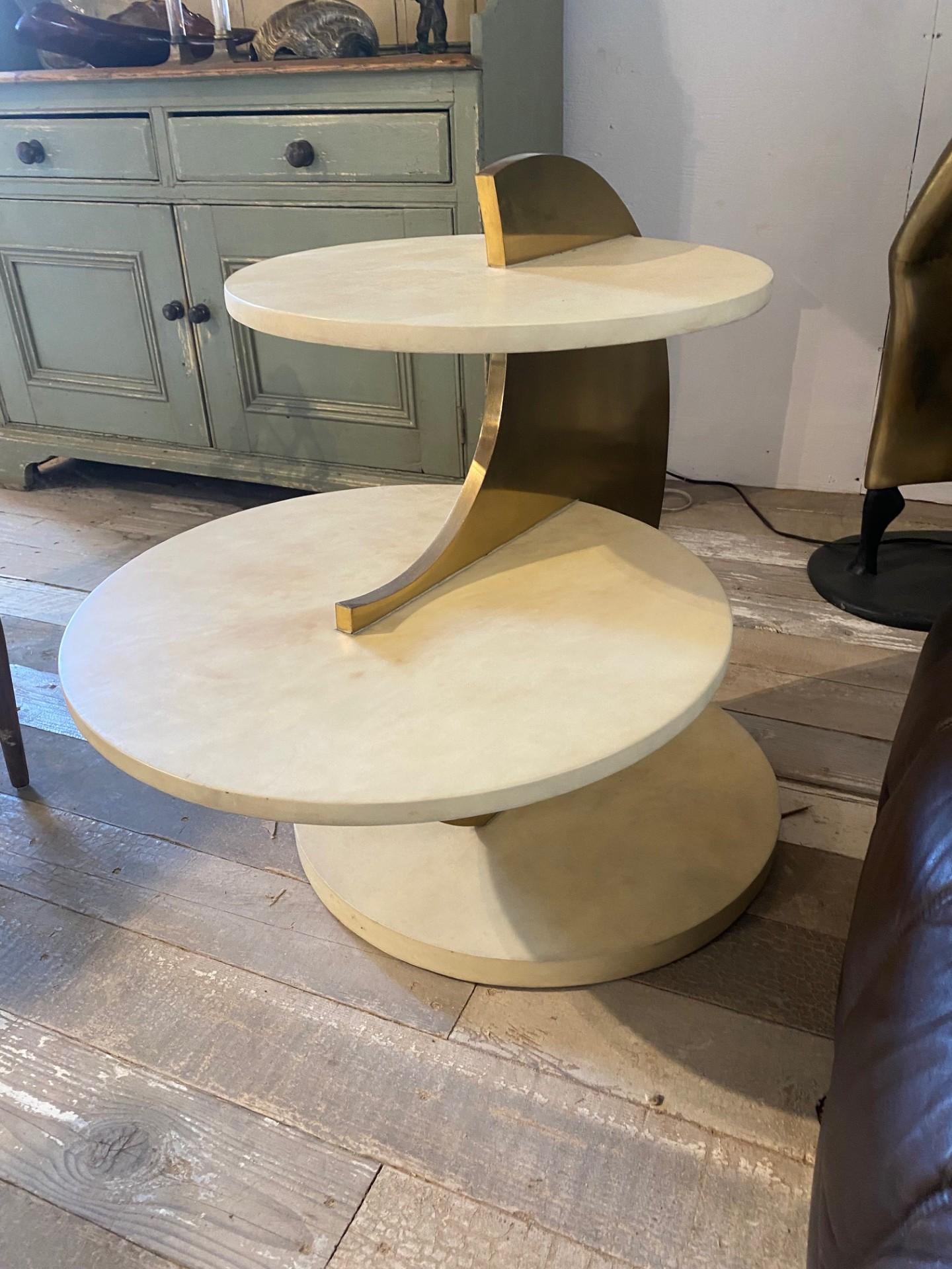 Parchment Two Tiers Side Table For Sale at 1stDibs
