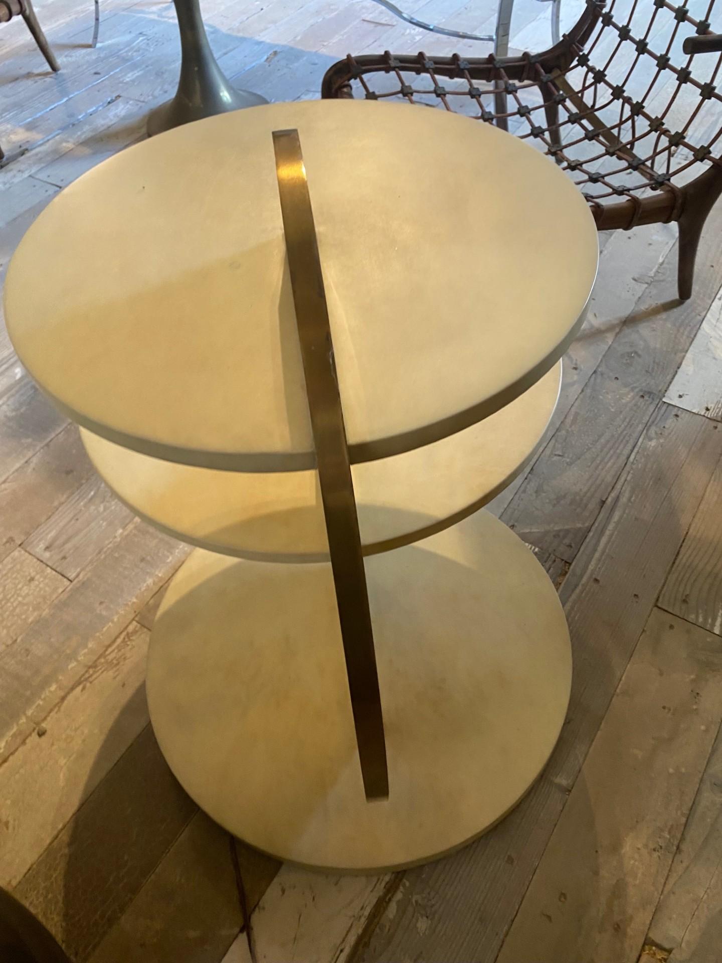 Parchment Two Tiers Side Table For Sale at 1stDibs