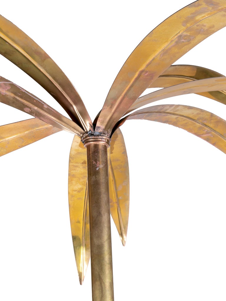 Pair of bronze golden french palm trees in a square base. For Sale at ...