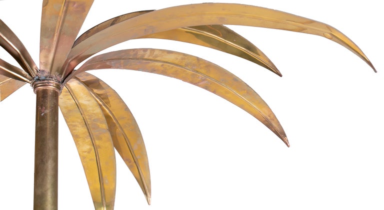 Pair of bronze golden french palm trees in a square base. For Sale at ...