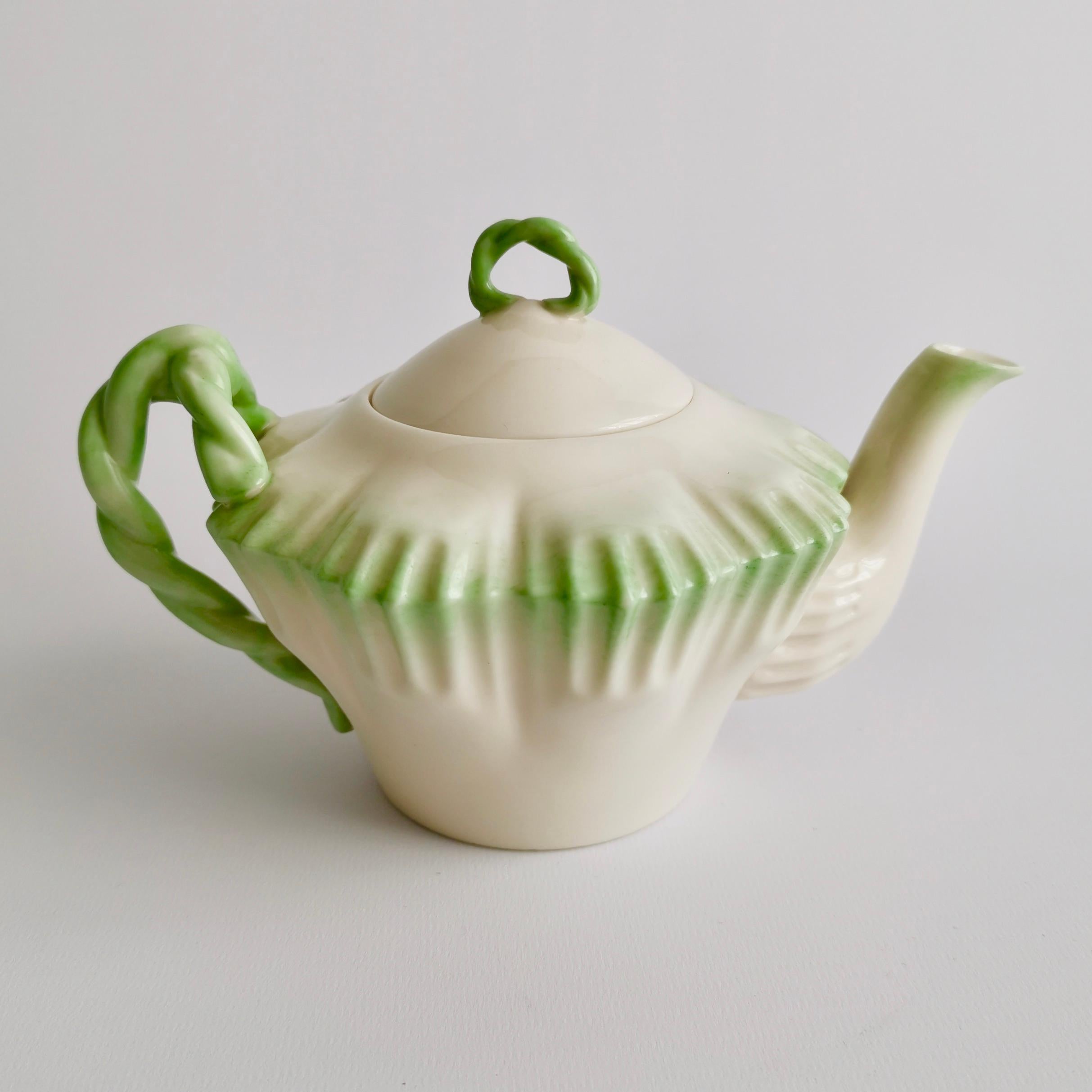 Parian Porcelain Teapot, Belleek Green Hexagon Shape, 2nd BM 1891-1926 ...