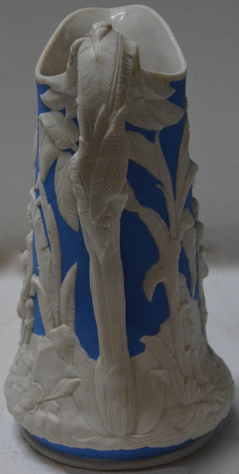 Parian Ware Pitcher, Blue and White, circa 1850s For Sale at 1stDibs