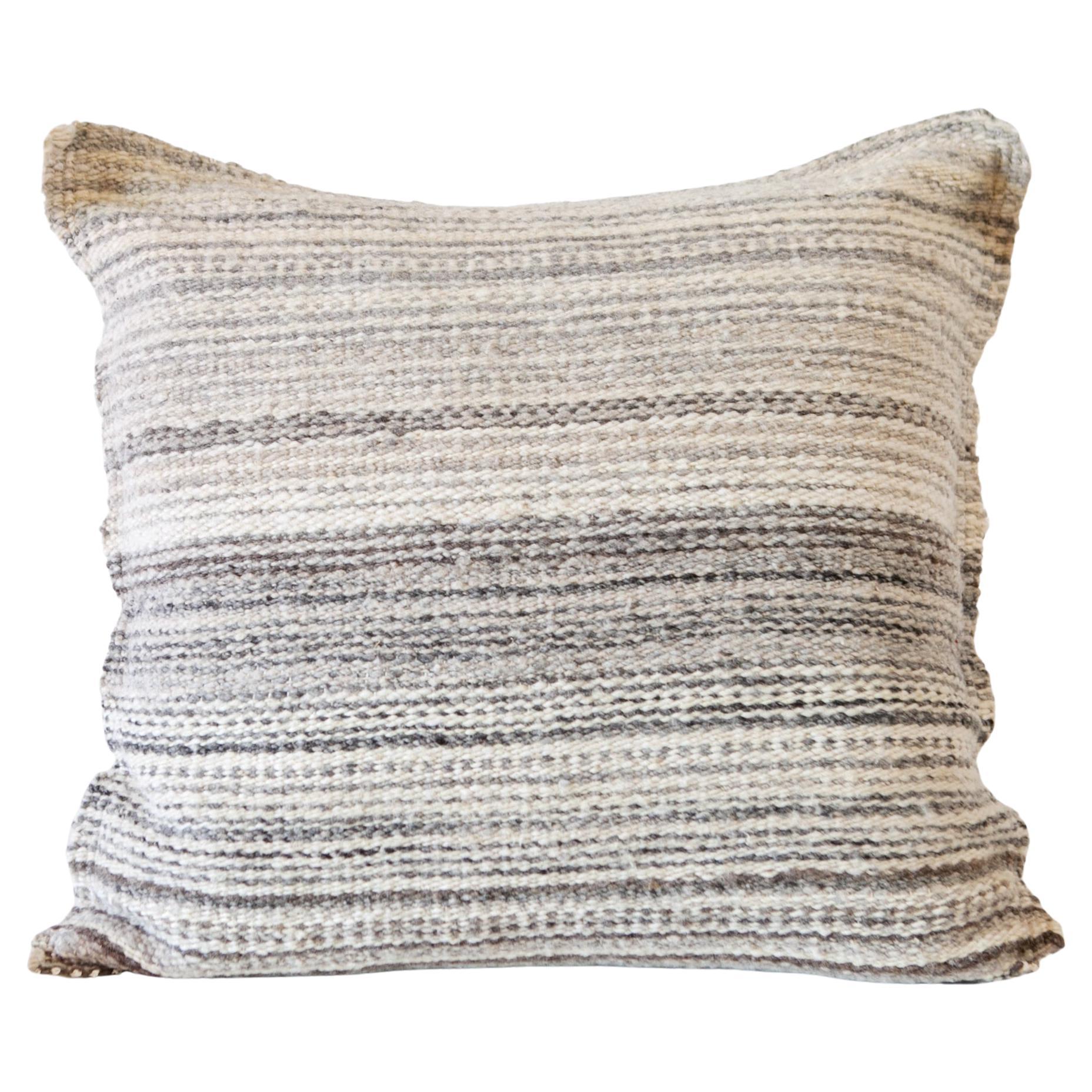 Handwoven Wool Throw Pillow in Ivory from Argentina, in Stock at 1stDibs