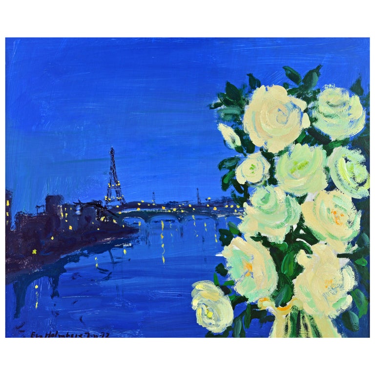 Paris By Night Poetic Impressionist Gem By Eva Holmberg Jacobsson Swedish At 1stdibs 