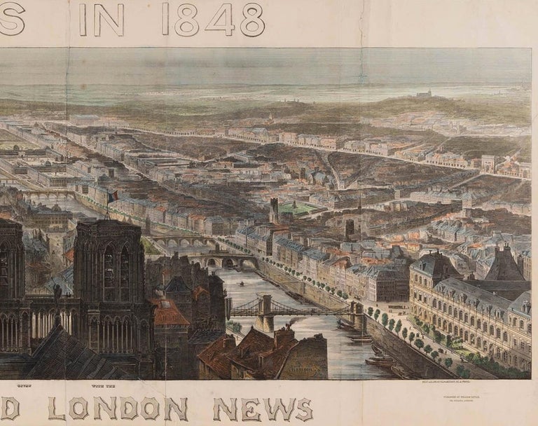 Paris in 1848 Bird's-Eye View, Published by Illustrated London News ...
