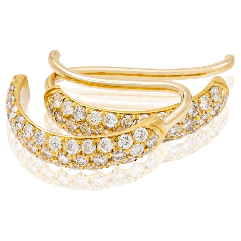 Paris and Lily, 22K Gold, Pave Diamond, Ear Wire Hoop Earrings For Sale ...
