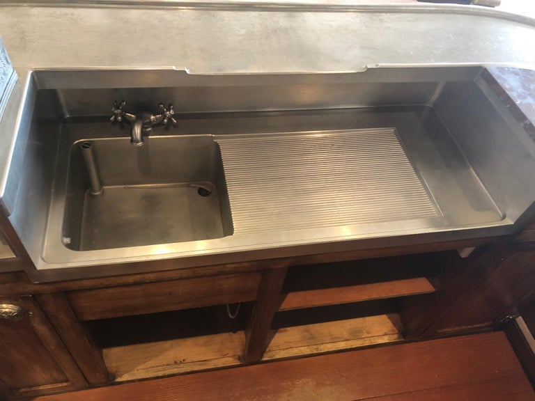 Parisian French Bar Authentic Pewter Marble Wood Sink Beer Tap Water ...