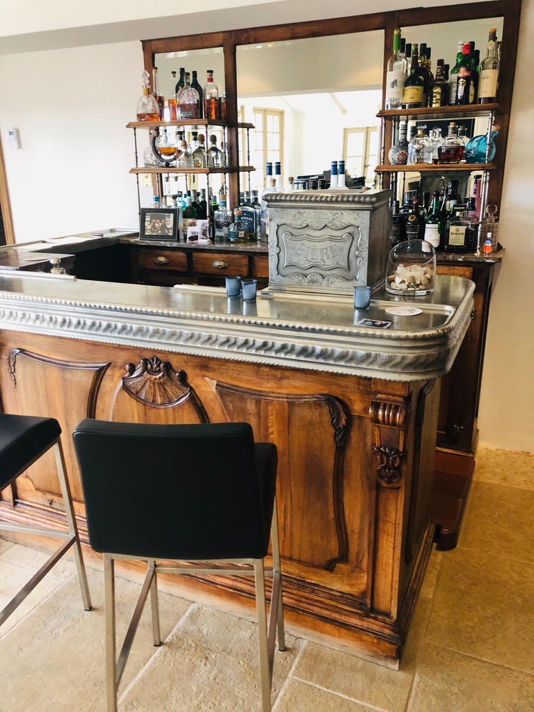 Parisian French Bar Authentic Pewter Marble Wood Sink Beer Tap Water ...