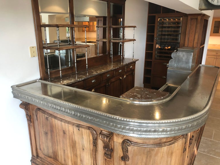 Parisian French Bar Authentic Pewter Marble Wood Sink Beer Tap Water ...