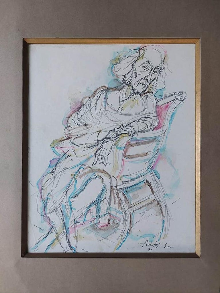 Paritosh Sen - Untitled, Mixed Media on Paper Pasted Board by Artist Paritosh Sen "In Stock" For ...
