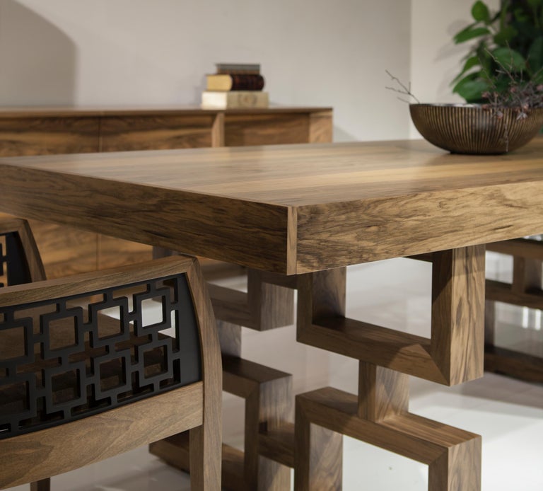 Park Dining Table, Geometric Base Under Solid Wood Top Dining Table For ...