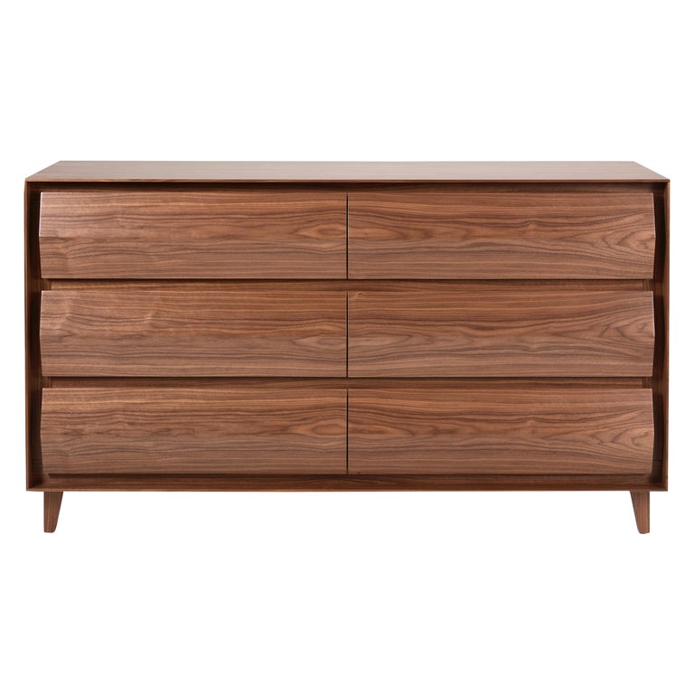 Park Dresser, Solid Walnut Wood Dresser with 6 Large Drawers For Sale ...