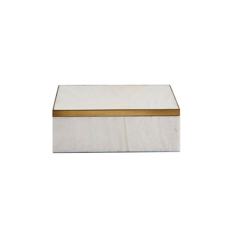 Greg Natale Egon Box in White Shell and Brass at 1stDibs