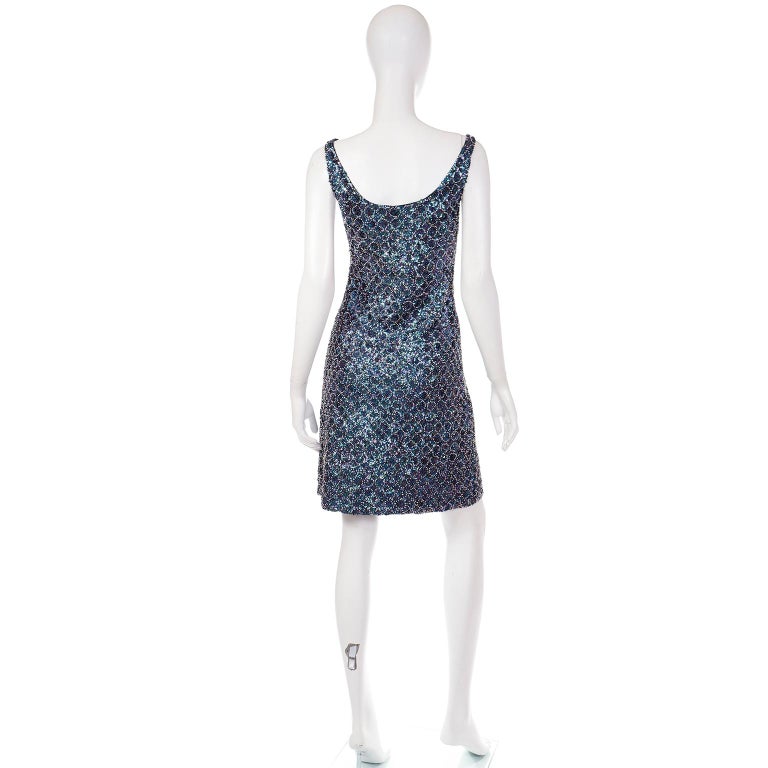 P.A.R.O.S.H. Iridescent Blue and Purple Fully Beaded Evening Dress For ...