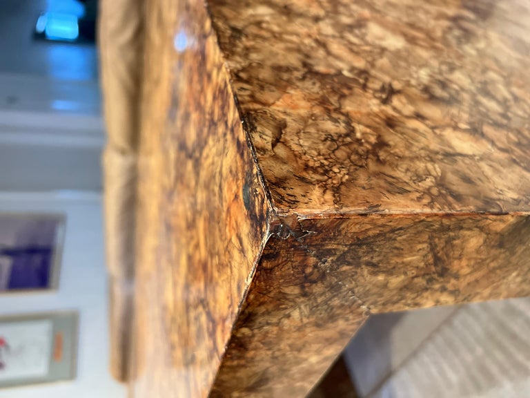 Parsons style mid century modern desk in a burl / faux tortoise shell ...