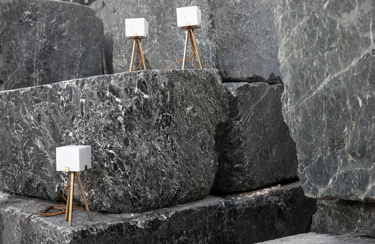 Particle Table Lamp by on.entropy, in Seamless White Marble and Bronze ...