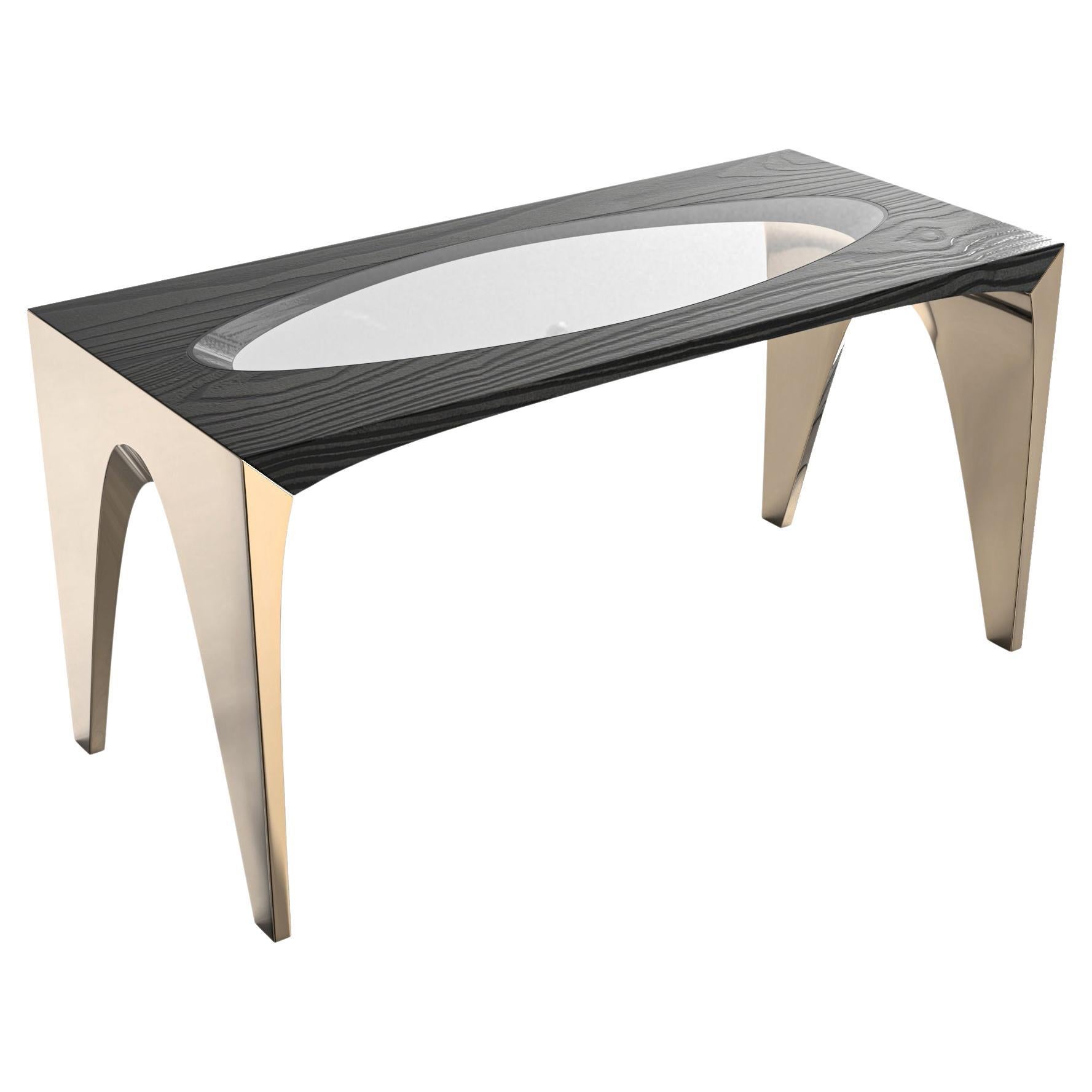 Desk in Mica, Palmwood and Bronze For Sale at 1stDibs