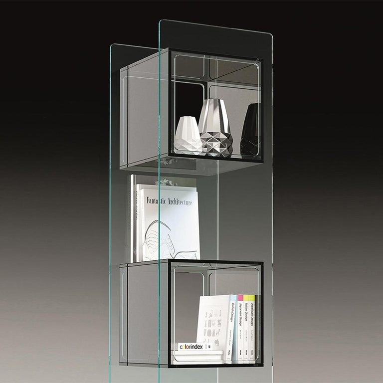 Parts Square Glass Bookcase For Sale at 1stDibs