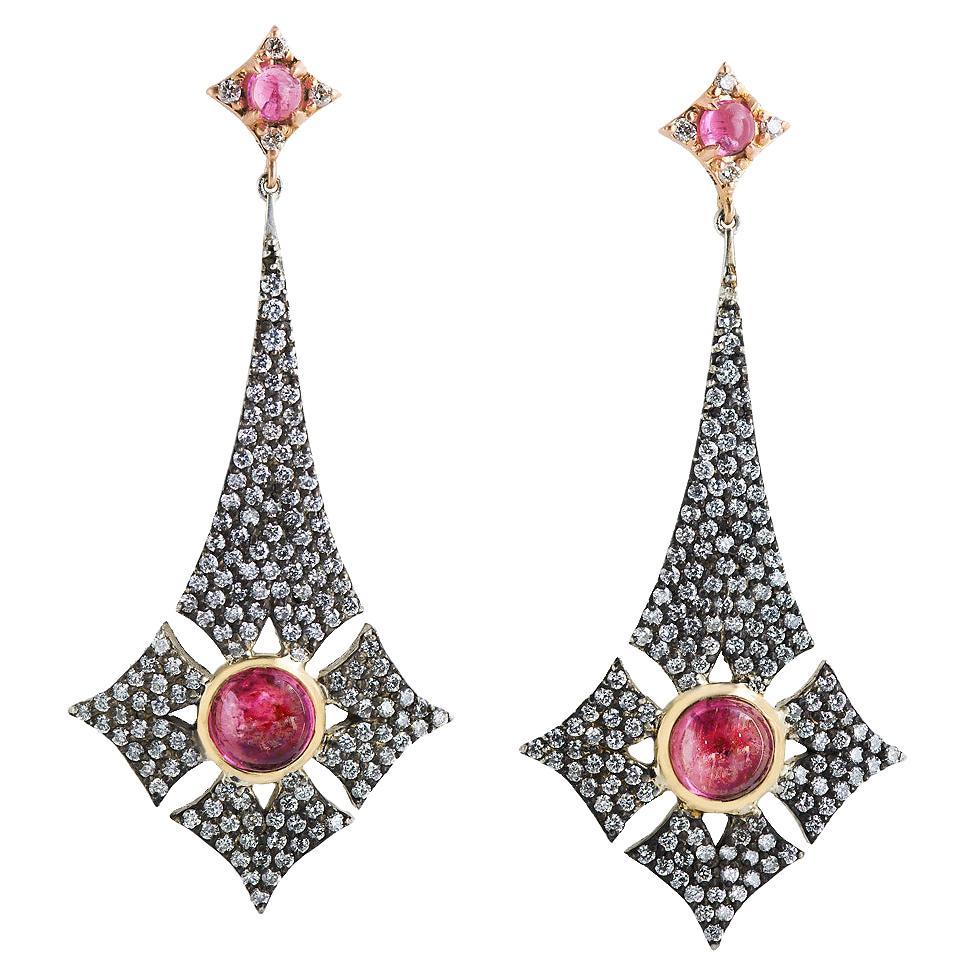 Gurmit Kaur Pink Tourmaline Chandelier Earrings at 1stDibs