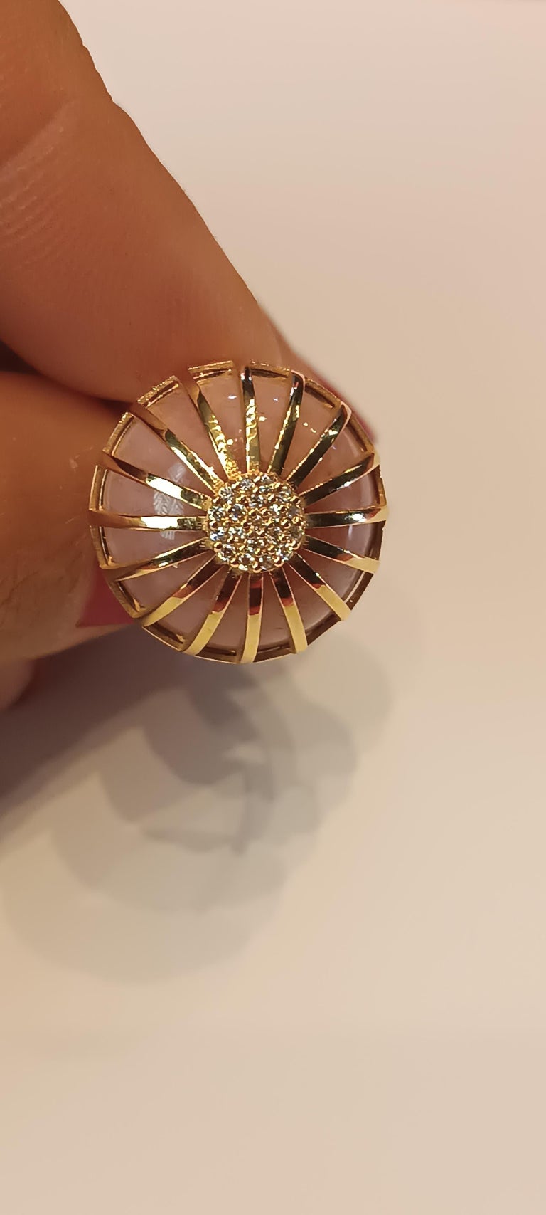 Parure 18 Carat Rose Gold Pink Opals Diamonds Carats.0,38 Weights 18,37 ...