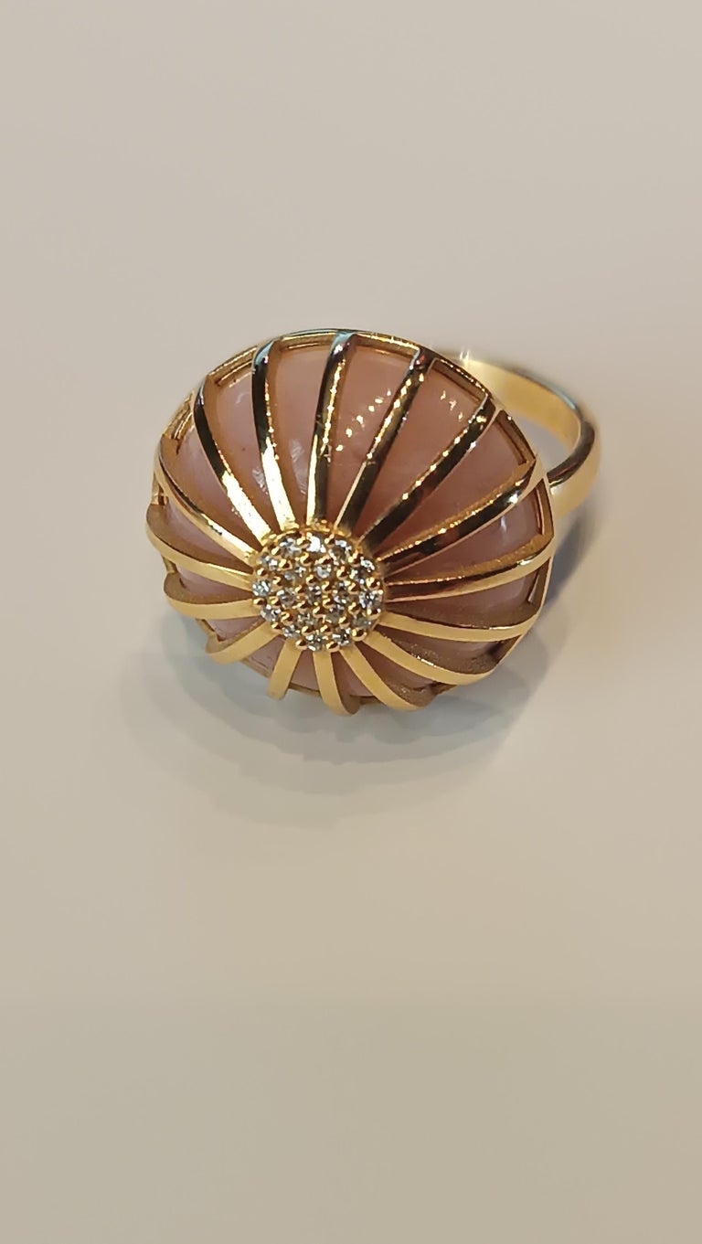 Parure 18 Carat Rose Gold Pink Opals Diamonds Carats.0,38 Weights 18,37 ...