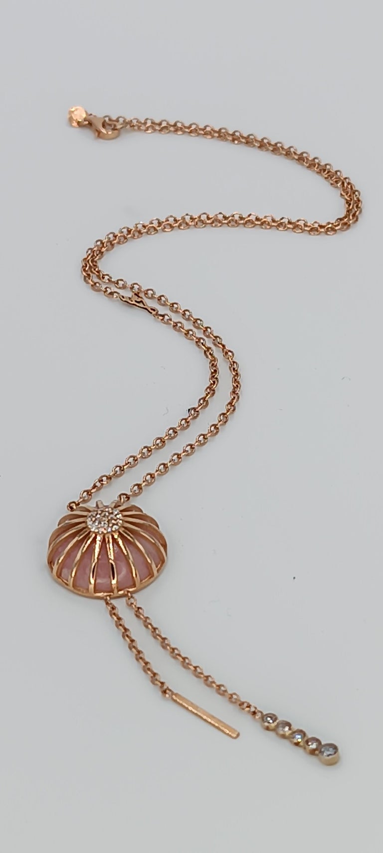 Parure 18 Carat Rose Gold Pink Opals Diamonds Carats.0,38 Weights 18,37 ...