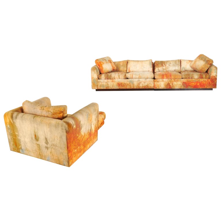 Parzinger Batik Silk Velvet Living Room Set, Sectional Sofa, Armchair ...