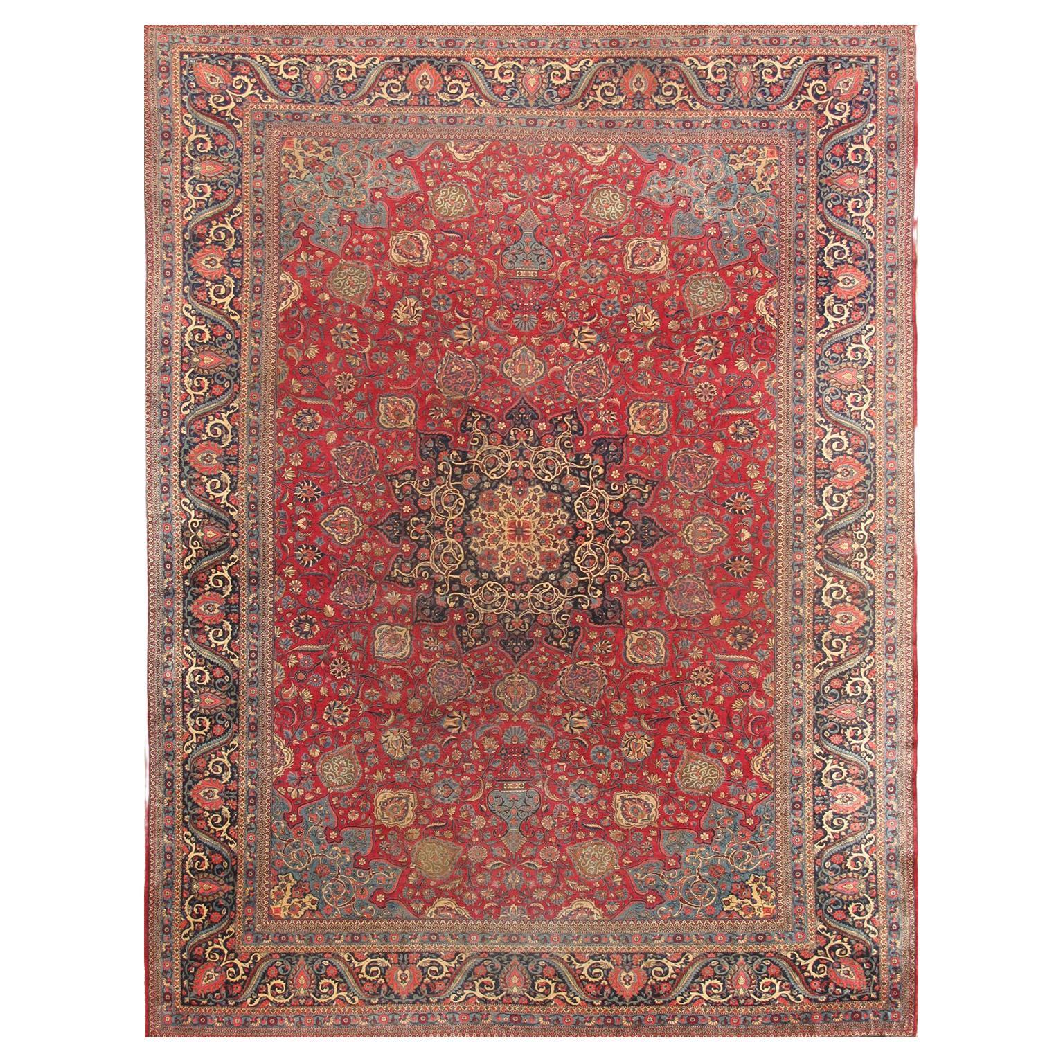 Antique Azerbaijan Red Lamb's Wool Area Rug For Sale at 1stDibs