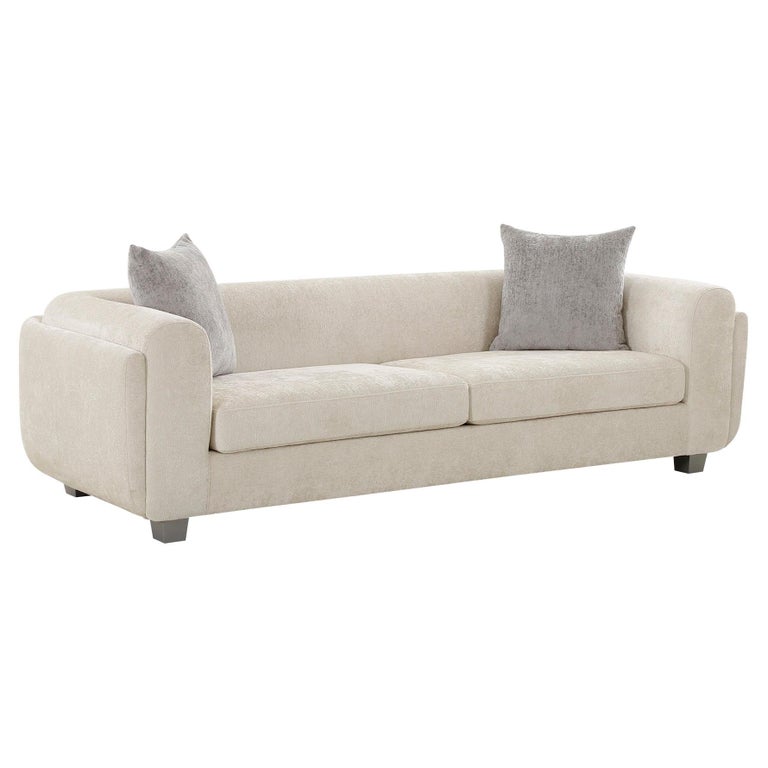 Pasargad Home Bergamo Ivory Fabric Sofa with 2 Pillows Included For ...