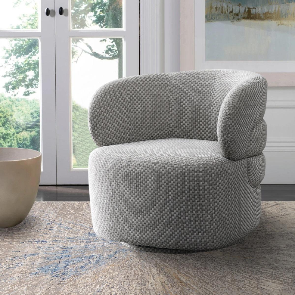 Pasargad Home Bleeker Collection Silver Round Chair For Sale at 1stDibs