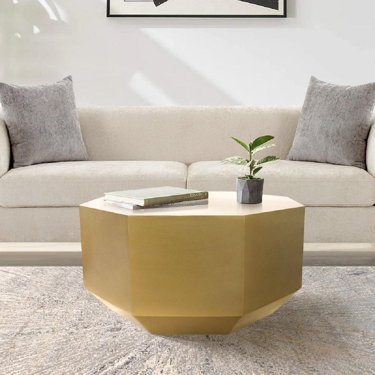 Pasargad Home Byzantine Octagon Shape Iron Coffee Table, Brass For Sale ...
