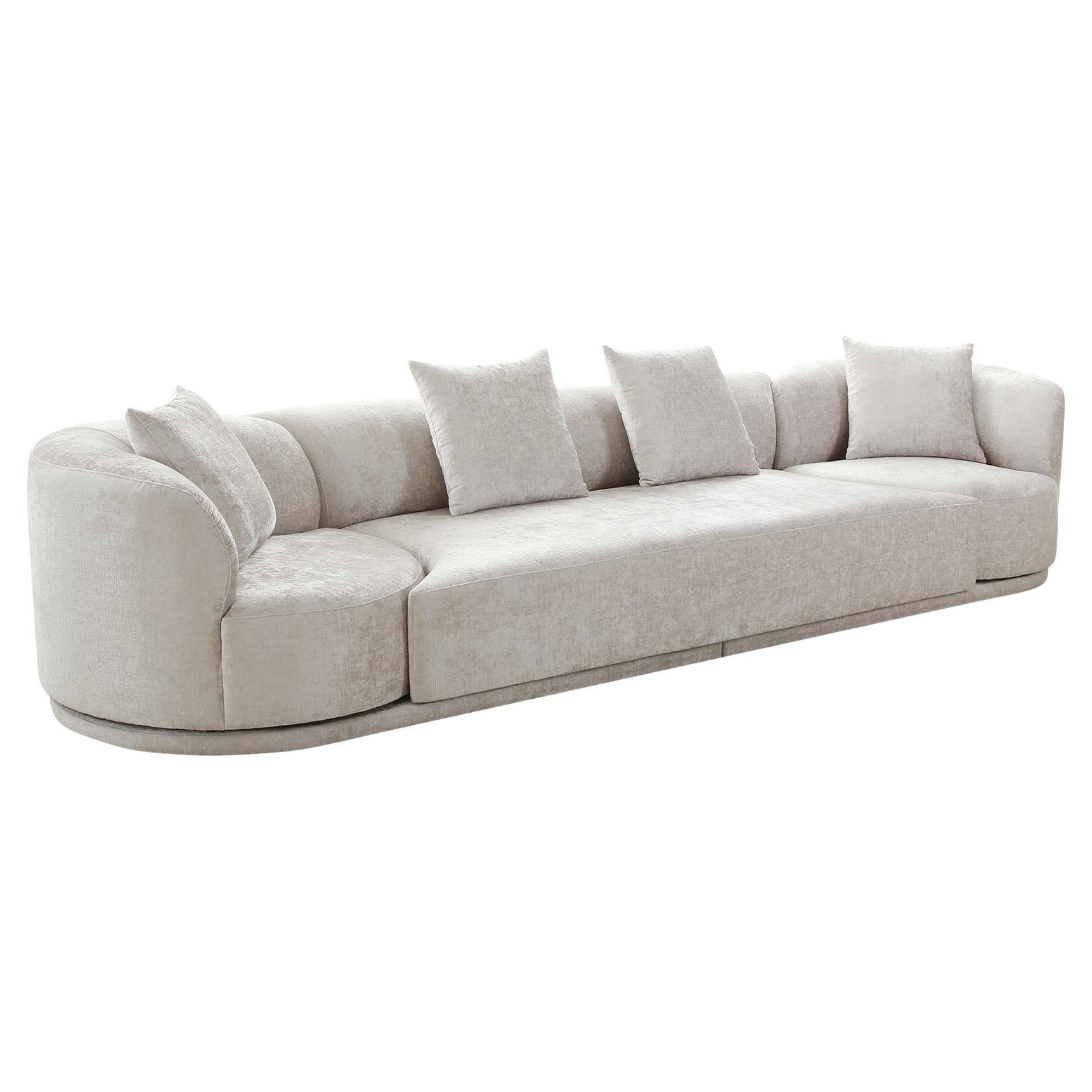 Pasargad Home Luna Collection Textured Fabric Curved Sofa, Grey For ...