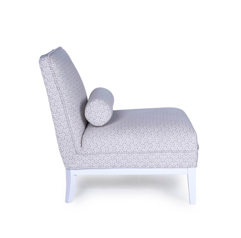 Pasargad Home Firenze Upholstered Cotton Lounge Chair w/Pillow in White ...
