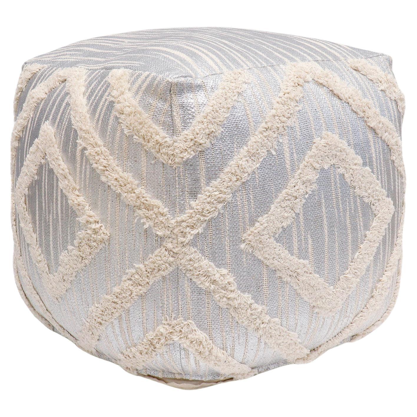 Pasargad Home Grandcanyon 100% Cotton Jacquard Pouf, Navy For Sale at ...