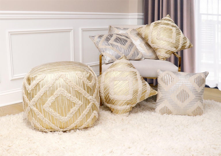 Pasargad Home Grandcanyon Pouf, Ivory For Sale at 1stDibs