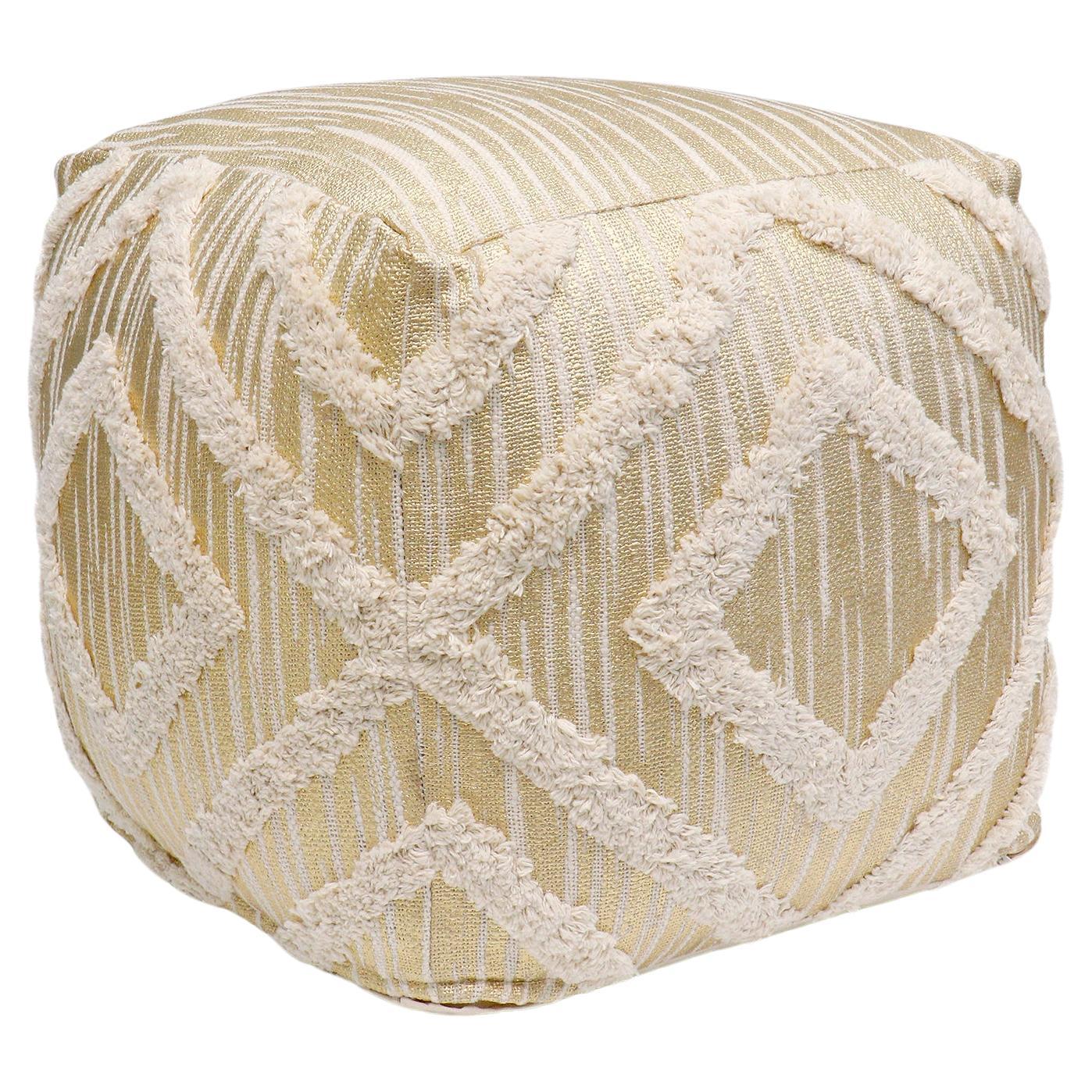 Pasargad Home Grandcanyon 100% Cotton Jacquard Pouf, Navy For Sale at ...