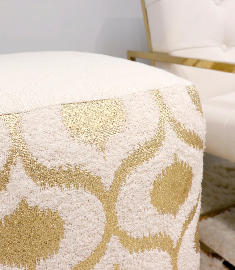 Pasargad Home Grandcanyon Pouf, Ivory/Gold For Sale at 1stDibs