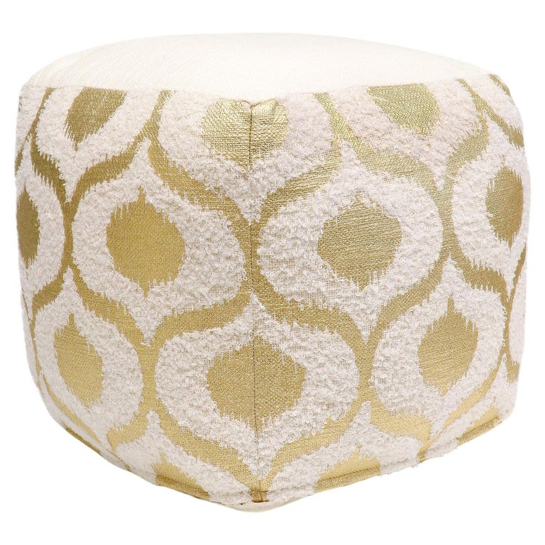Pasargad Home Grandcanyon Pouf, Ivory/Gold For Sale at 1stDibs