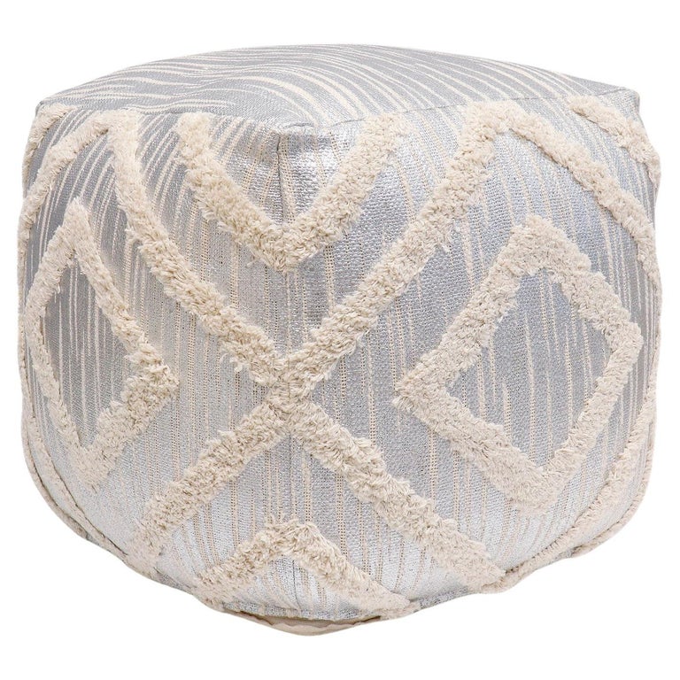 Pasargad Home Grandcanyon Pouf, Silver For Sale at 1stDibs
