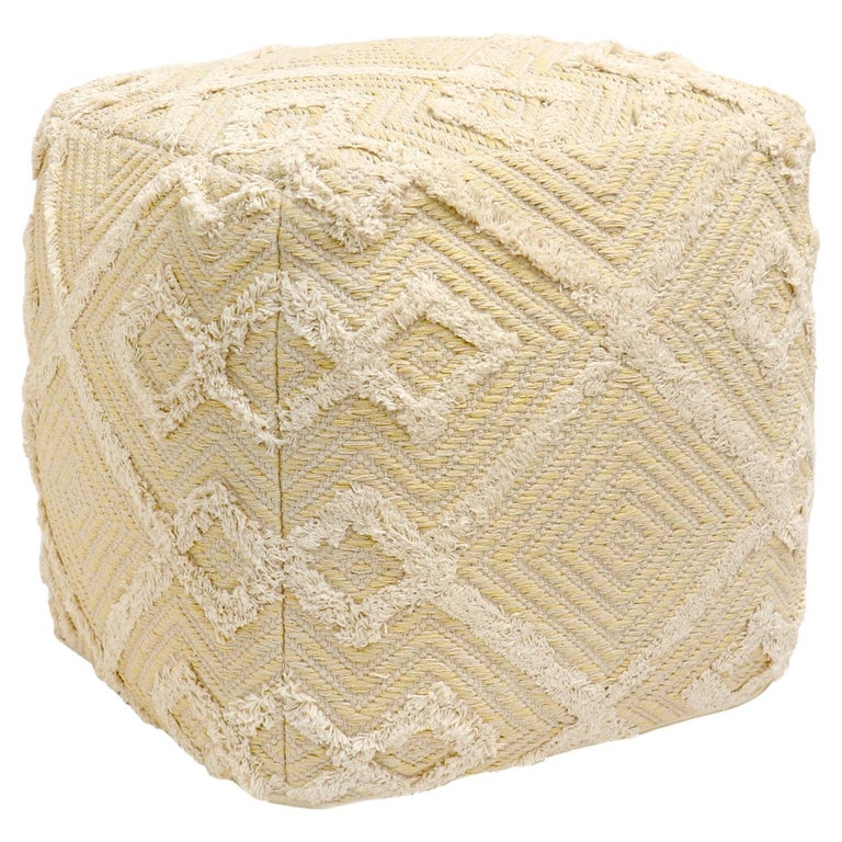 Pasargad Home Grandcanyon Premium Cotton Pouf, 100% Cotton Pouf For Sale at 1stDibs