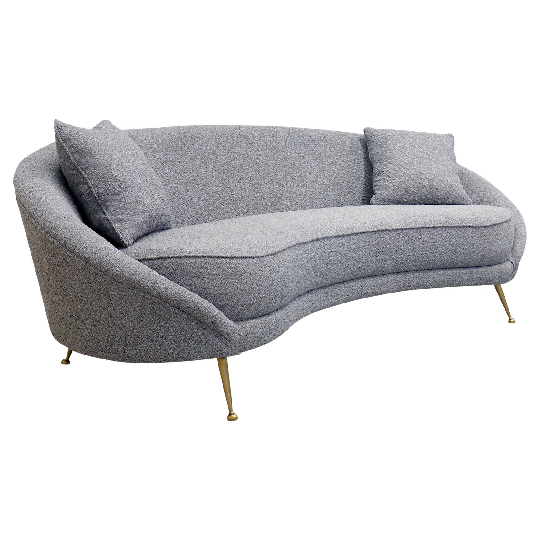 Pasargad Home Simona Collection Curved Sofa, Textured Fabric Upholstery ...