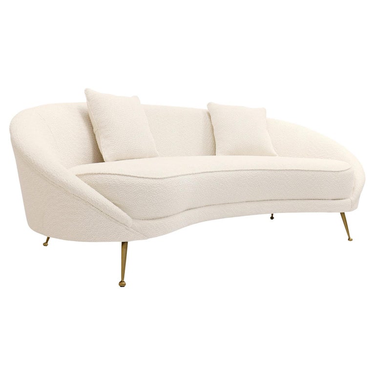 Pasargad Home Luna Collection Textured Fabric Curved Sofa, Ivory For ...