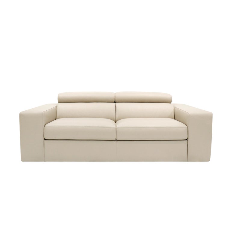 Pasargad Home Modena Collection Italian Leather Upholstered Sofa, Tan ...